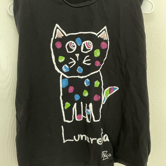 Zara | Tops | Zara Black Cat Graphic Tee With Shoulder Pads | Poshmark